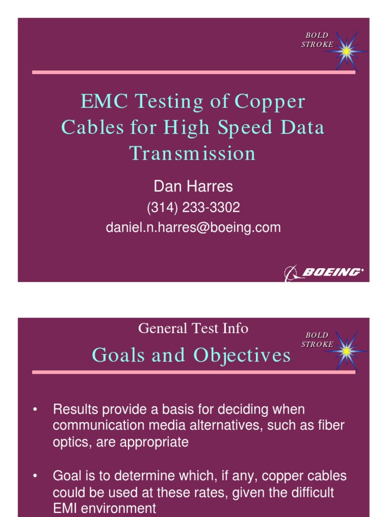 EMC Testing of Copper Cables For High Speed Data Transmission | PDF ...