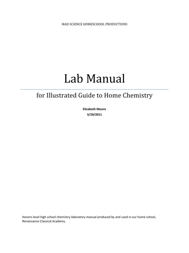Illustrated Guide To Home Chemistry Extended Lab Manual | PDF ...