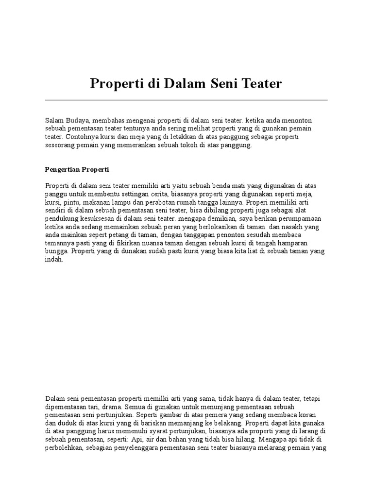 Properti Dan Kostum Sandiwara Teater | PDF