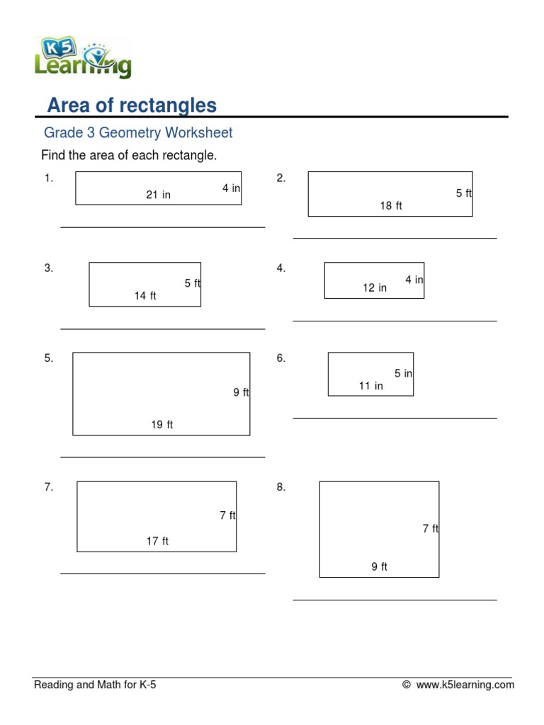 Grade 3 Geometry Area Rectangle A | PDF | Elementary Mathematics | Geometry