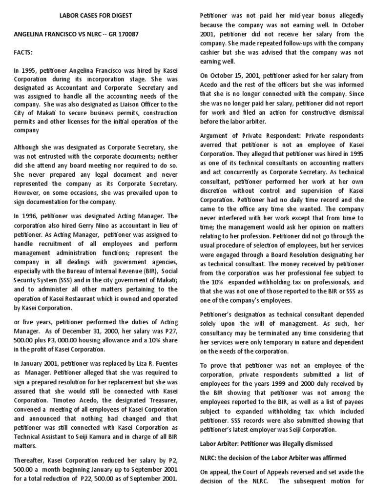 Labor Law Cases 2 | PDF | Employment | Salary