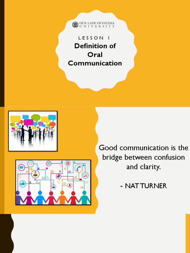 Definition of Oral Communication: Lesson 1 | PDF | Communication ...