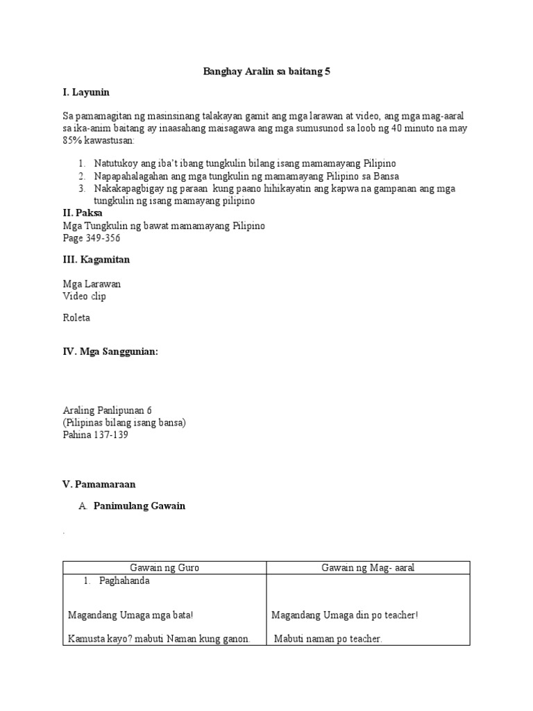 Lesson Plan Grade 6 | PDF