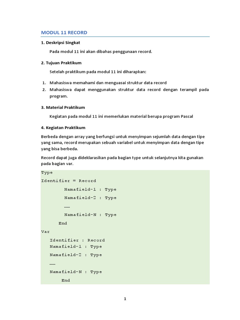 Modul 11 Record | PDF | Metode & Bahan Ajar | Teknologi & Rekayasa