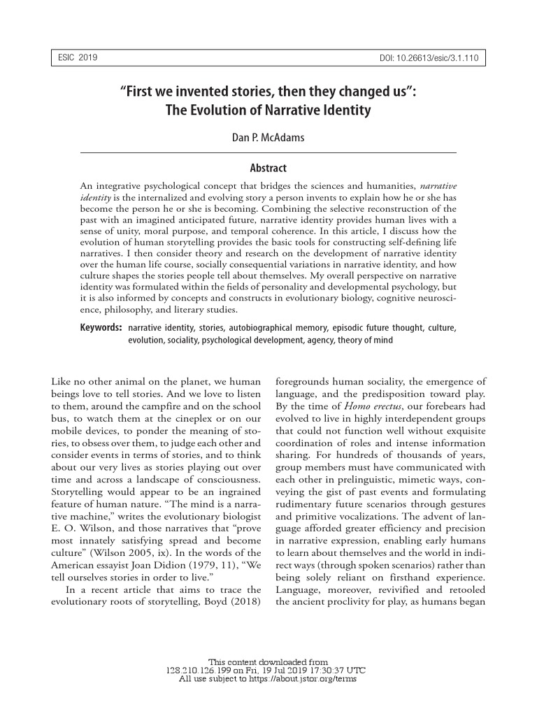 Evolution of Narrative Identity | PDF | Narrative | Mind