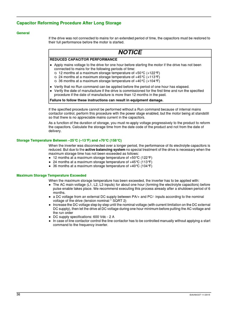 Capacitor Reforming Procedure After Long Storage Page - 36 - of ...