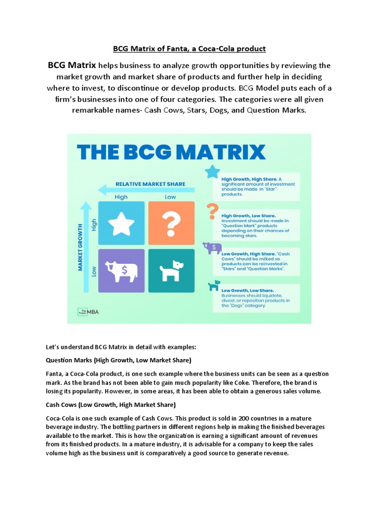 BCG Matrix of Coca Cola | PDF | Coca Cola | Business Economics