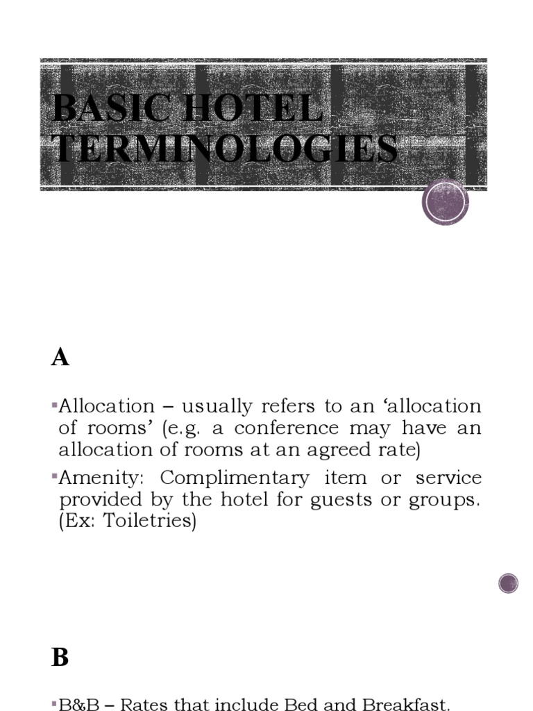 Essential Hotel Terminologies Guide | PDF | Hotel | Restaurants