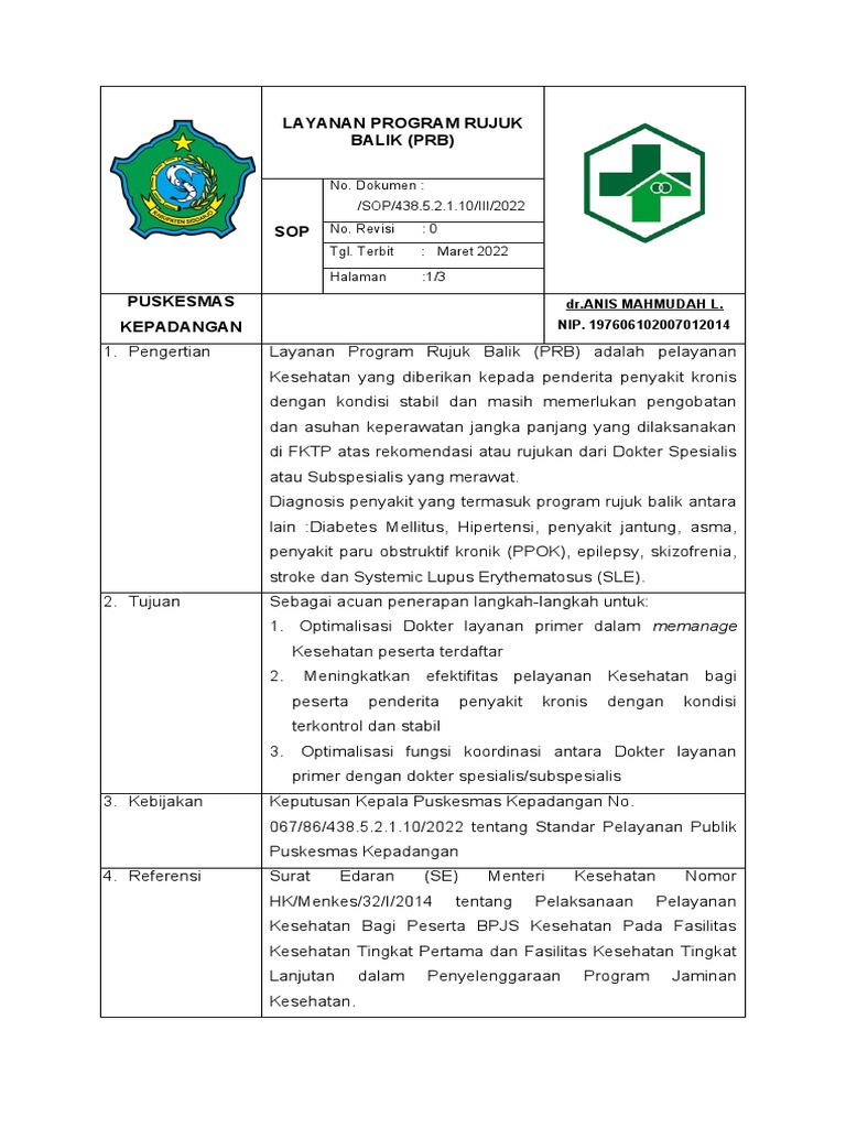 Sop Layanan PRB | PDF