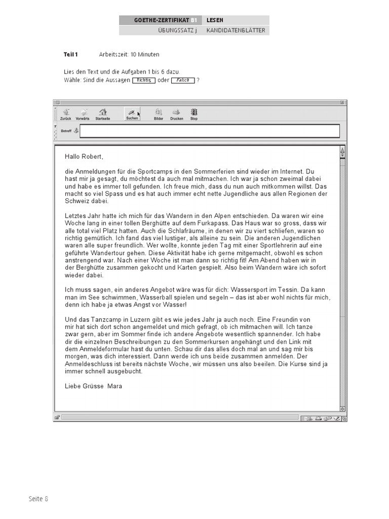 B1 German Exam Paper | PDF