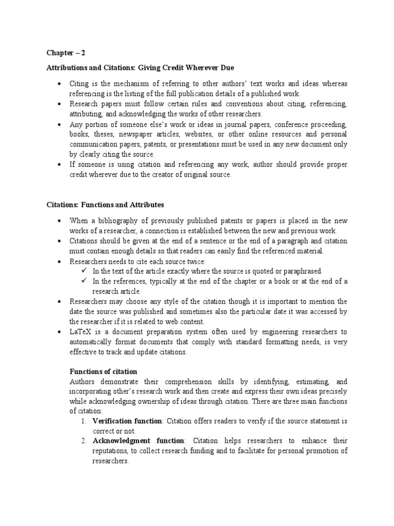 Chapter - 2 Attributions and Citations: Giving Credit Wherever Due ...