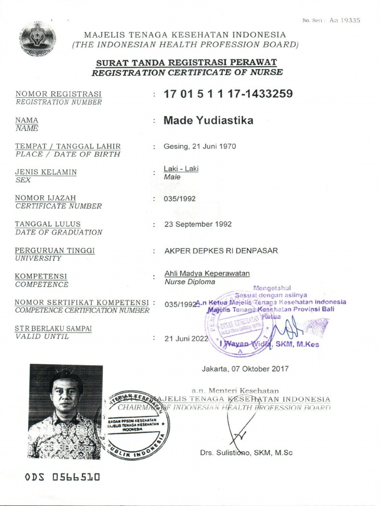 Surat Tanda Register Perawat | PDF