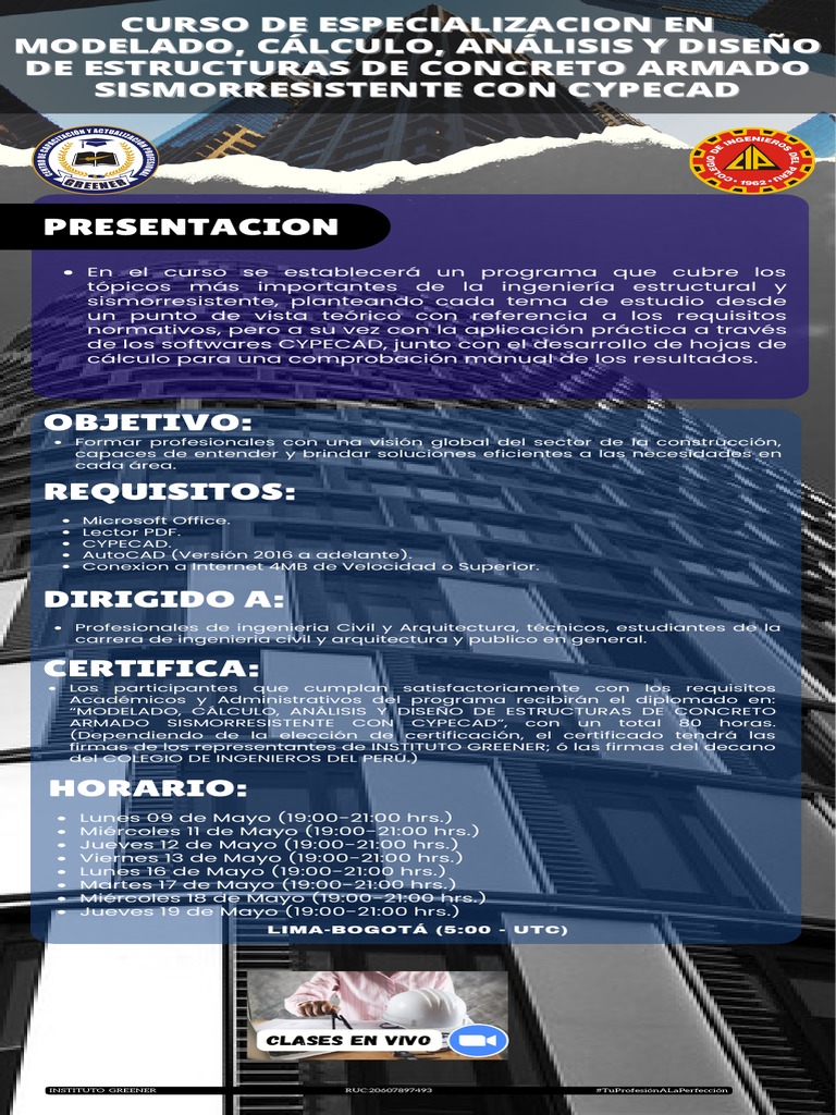 Brochure - Modelado, Cálculo, Análisis y Diseño de Estructuras de Concreto Armado ...