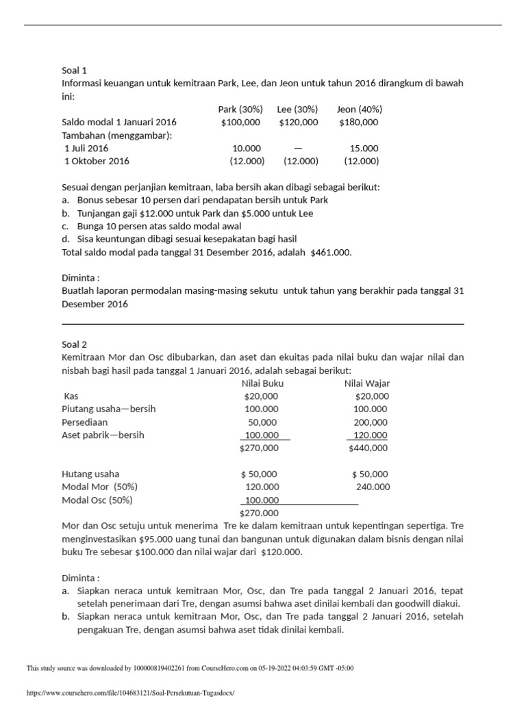 Soal Persekutuan Tugas | PDF