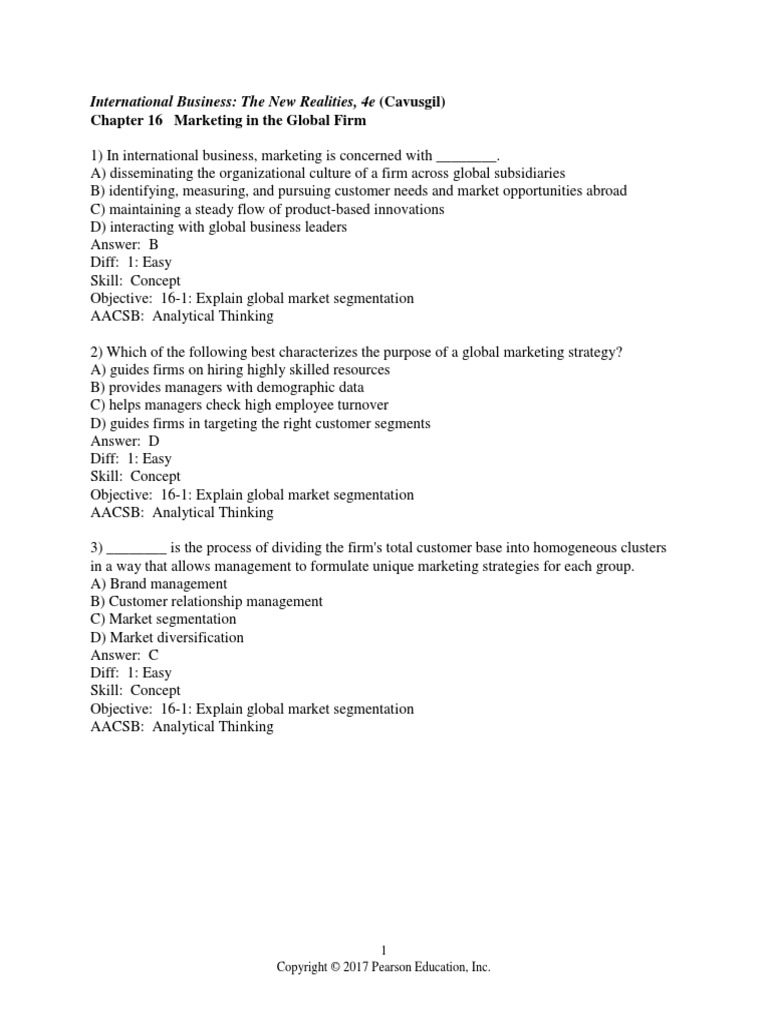 Chapter 16 Marketing in The Global Firm: International Business: The ...