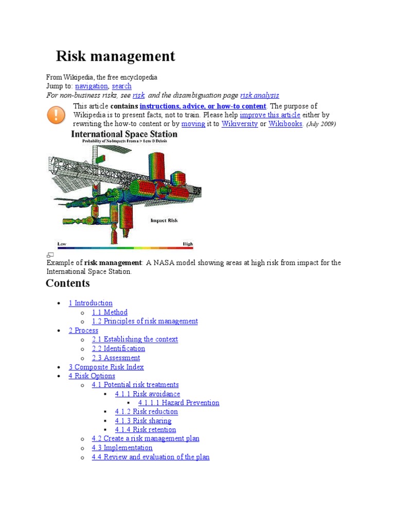 Risk Management - Wikipedia, The Free Encyclopedia | PDF | Risk ...