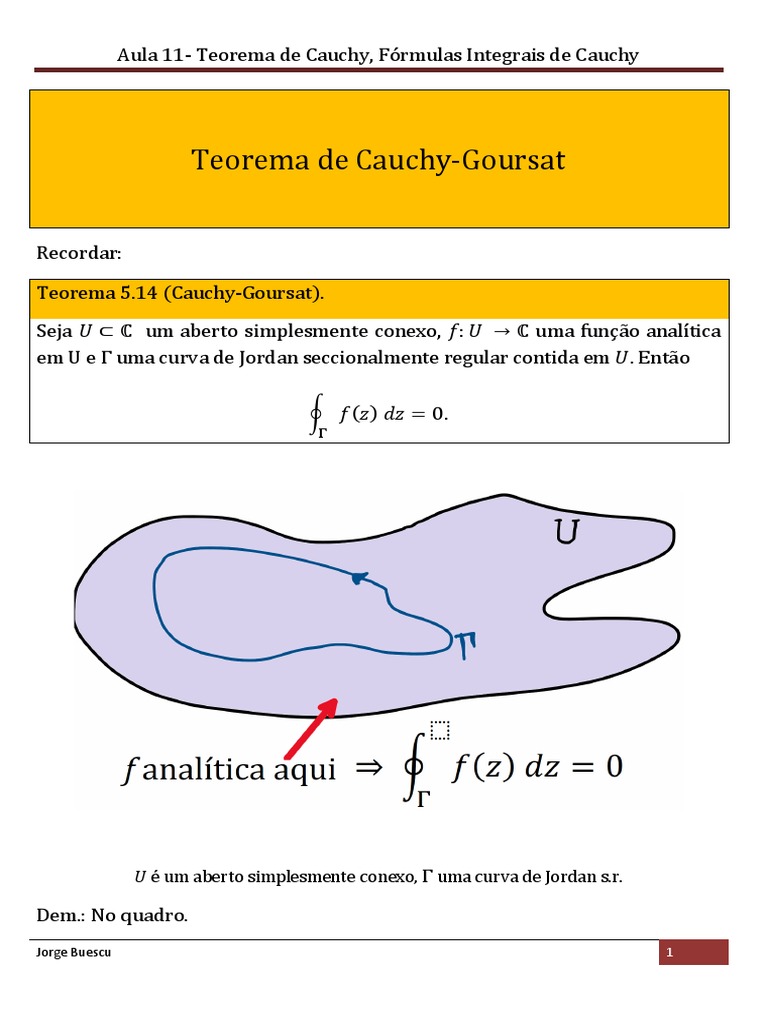 Aula 11 - Teorema de Cauchy, Fórmulas Integrais de Cauchy | PDF ...