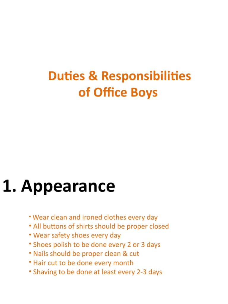 Duties & Responsibilities of Office Boys | PDF