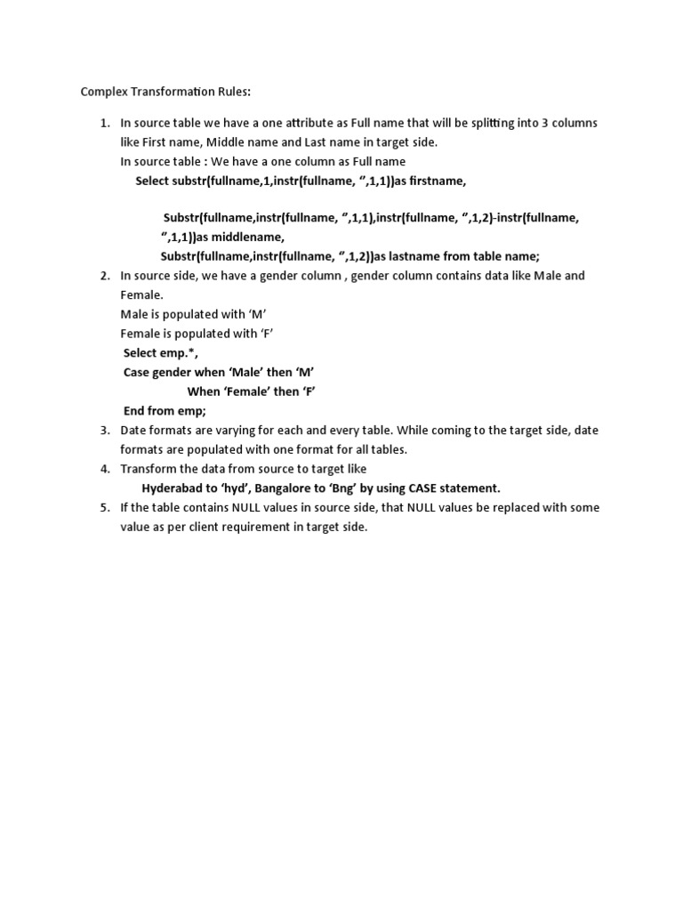 Complex Transformation Rules | PDF