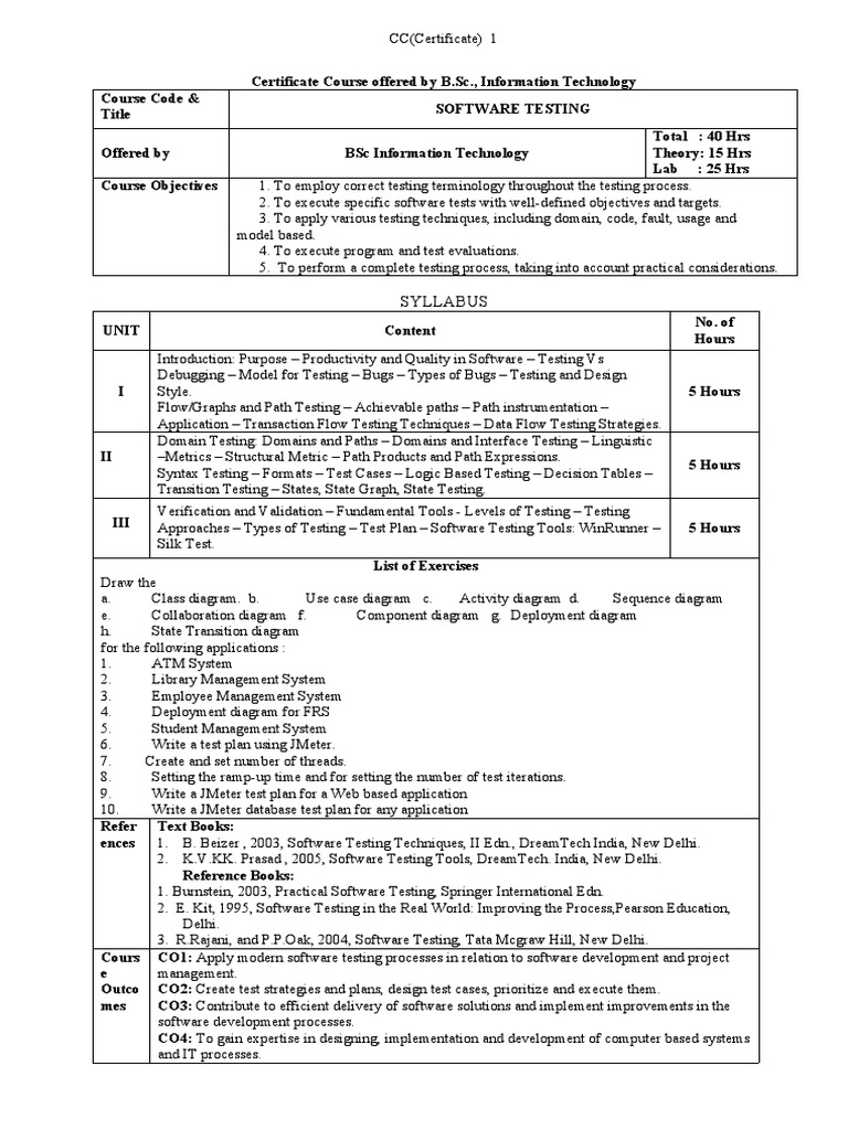 Certificate Courses Syllabus | Download Free PDF | Software Testing ...
