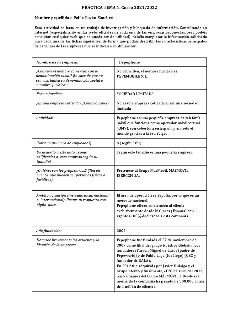 PRACTICA1 | PDF | Business | Economias