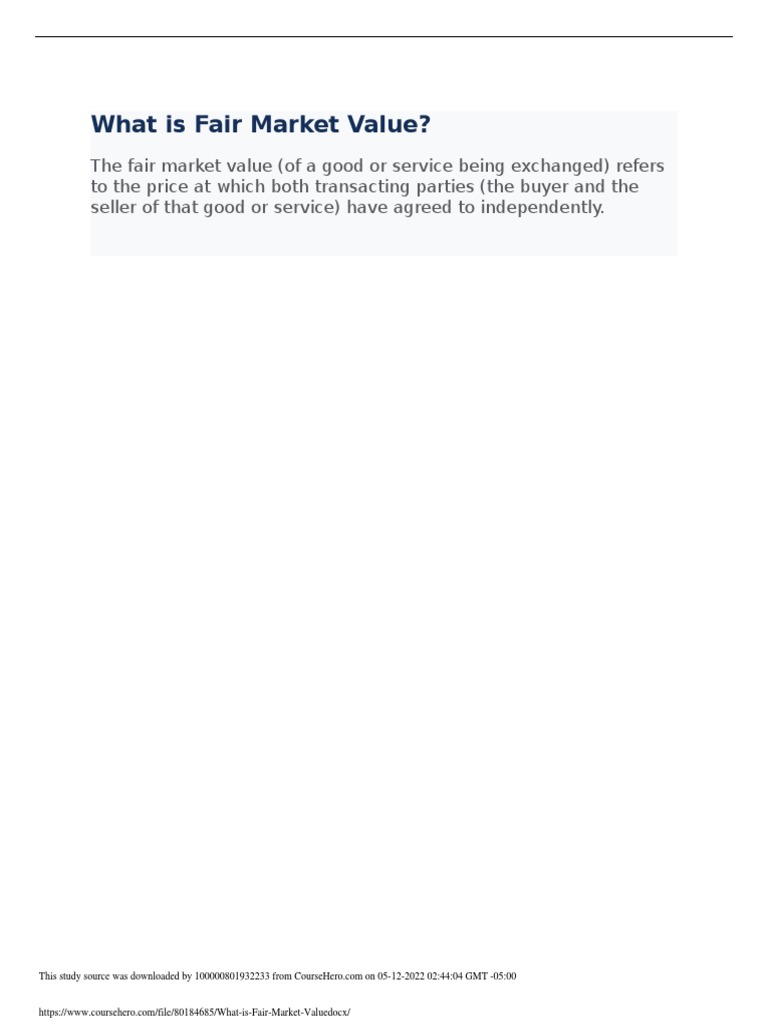 What Is Fair Market Value | PDF | Market Value | Valuation (Finance)