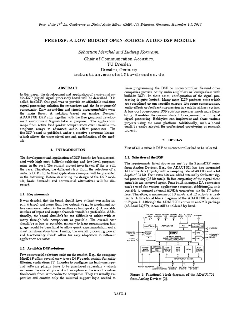 Freedsp: A Low-Budget Open-Source Audio-Dsp Module Templates For Dafx ...