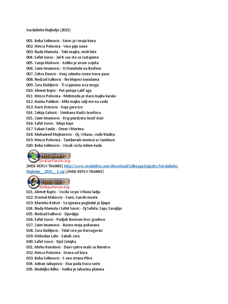 Sevdalinke Najbolje | PDF