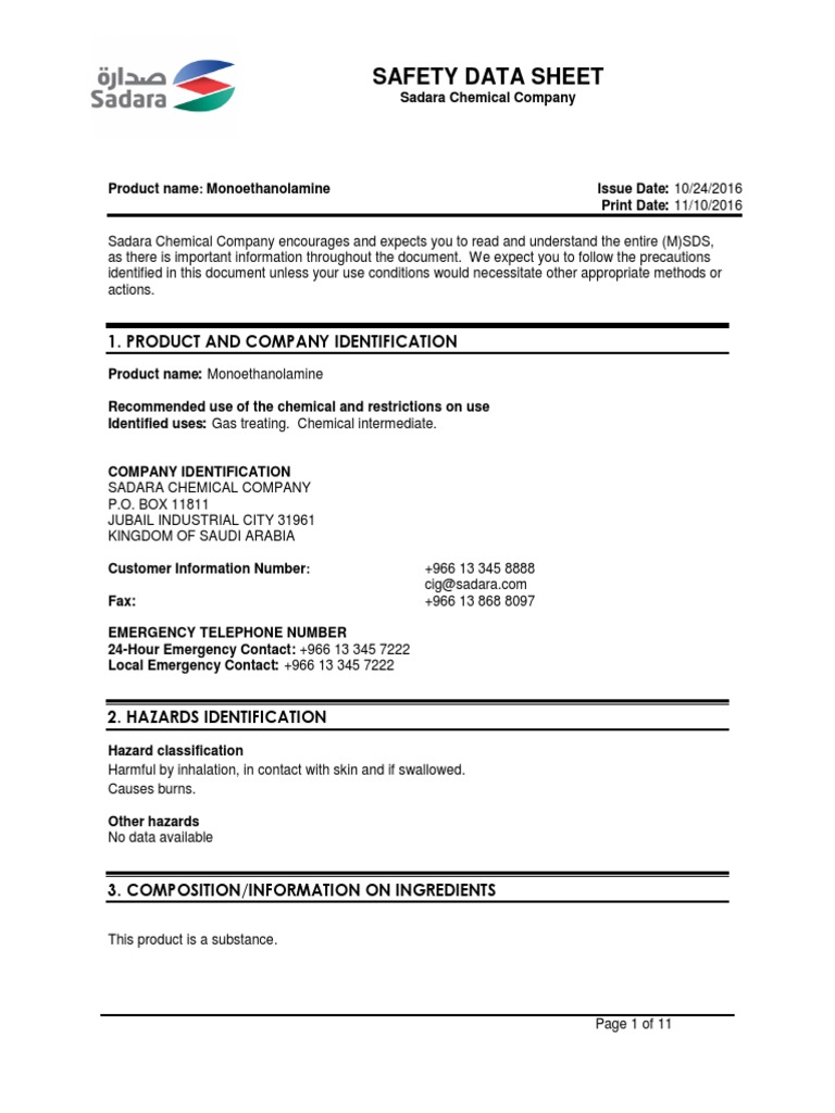 MSDS Mea | PDF | Firefighting | Toxicity