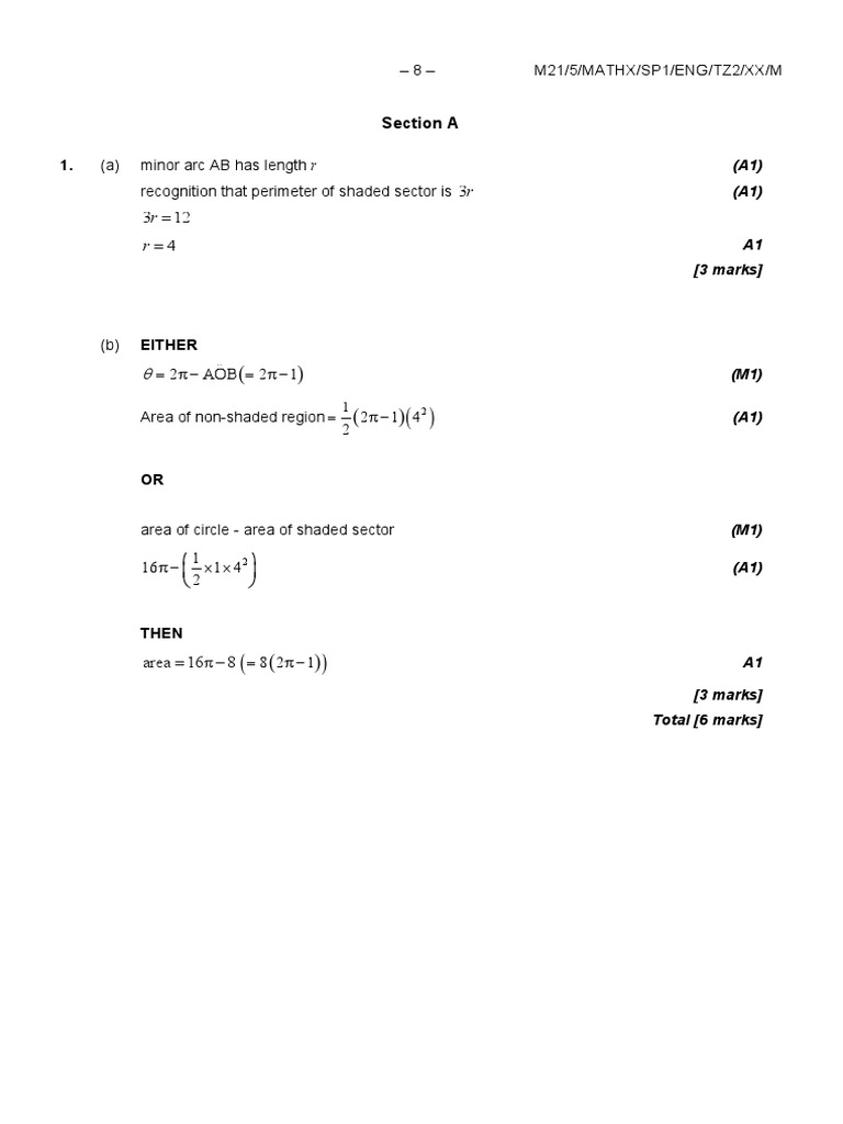Section A: M21/5/MATHX/SP1/ENG/TZ2/XX/M | PDF | Area | Mathematics