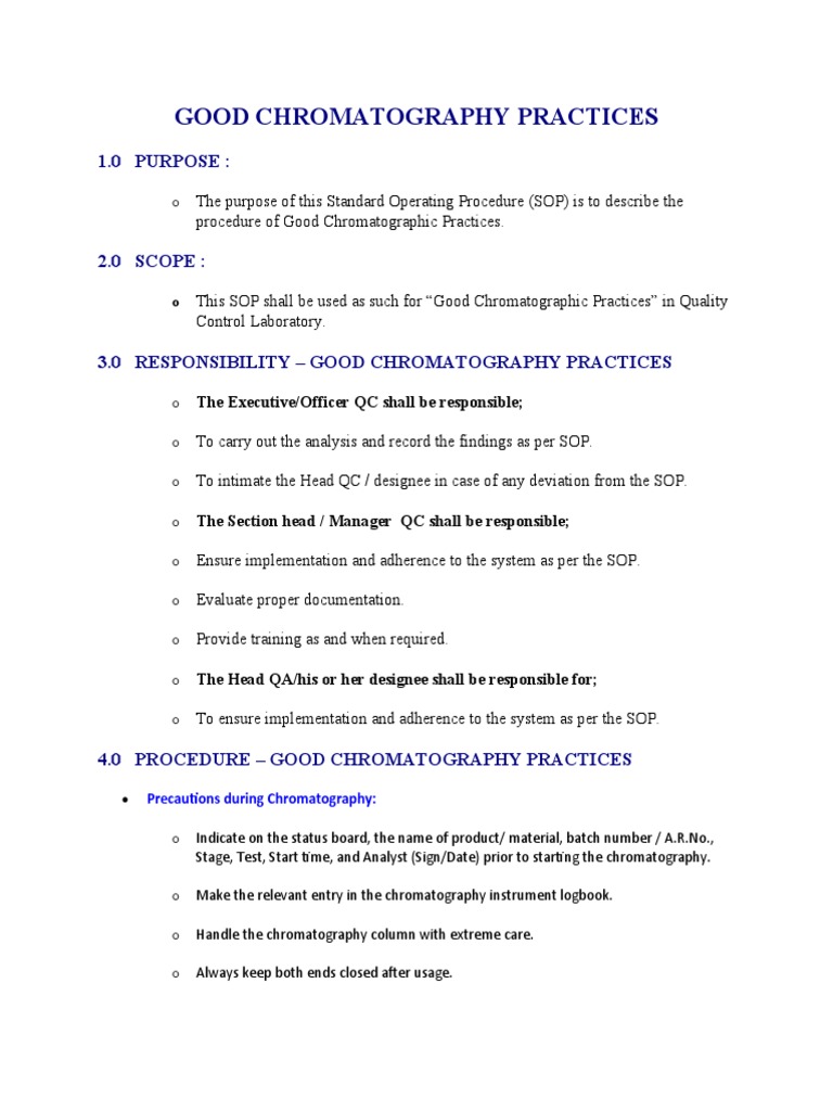 Good Chromatography Practices | PDF | Chromatography | High Performance ...