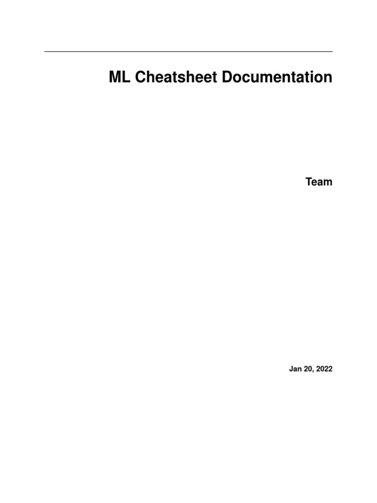 Machine Learning Cheat Sheet ??? - ? | PDF | Statistical Classification ...
