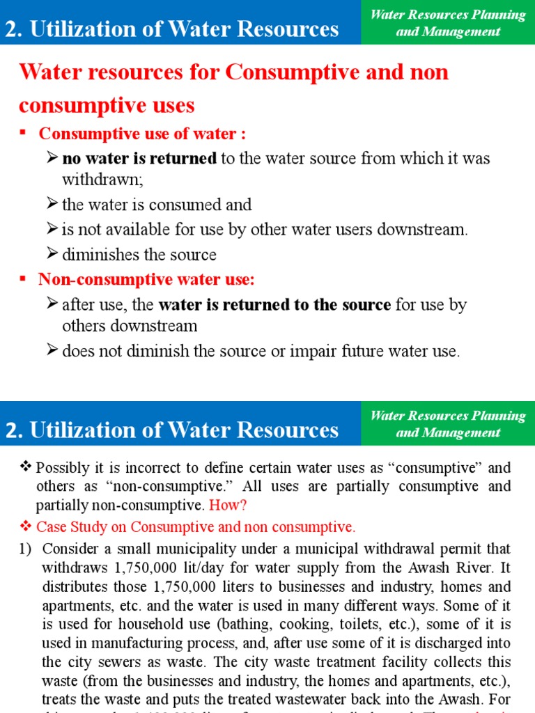 Water Resources For Consumptive and Non Consumptive Uses | PDF | Water ...