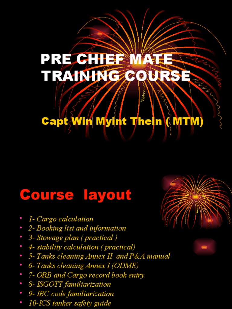 Pre Chief Mate Training Course Overview | PDF | Business | Computers