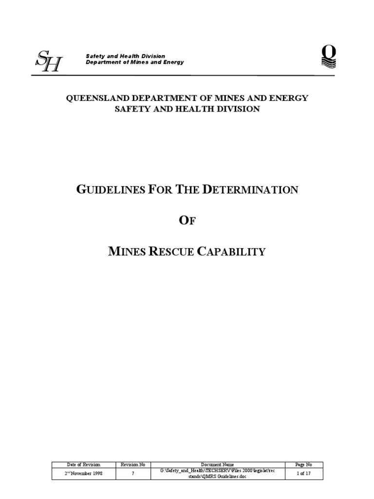 QMRS Guidelines For Rescue Capability | PDF | Emergency | Mining