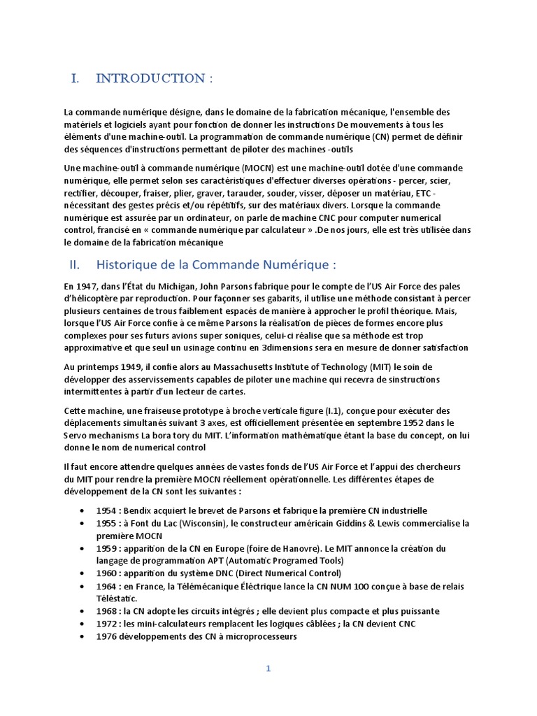Définition de la commande numérique | PDF | Vis de fixation | Usinage