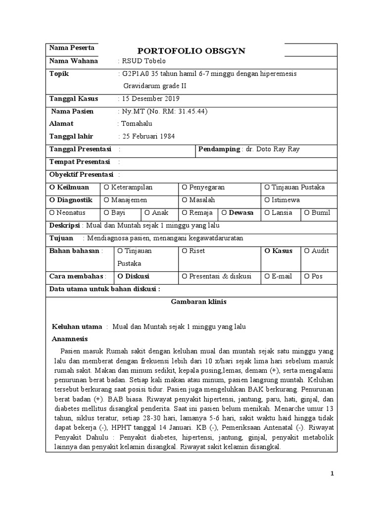 Hiperemesis Gravidarum Grade II: Kasus dan Penanganan | PDF