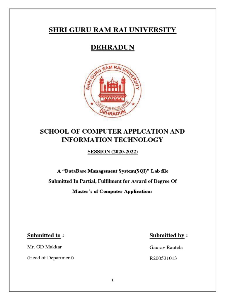 Gaurav Rautela DBMS Lab File | PDF | Databases | Sql
