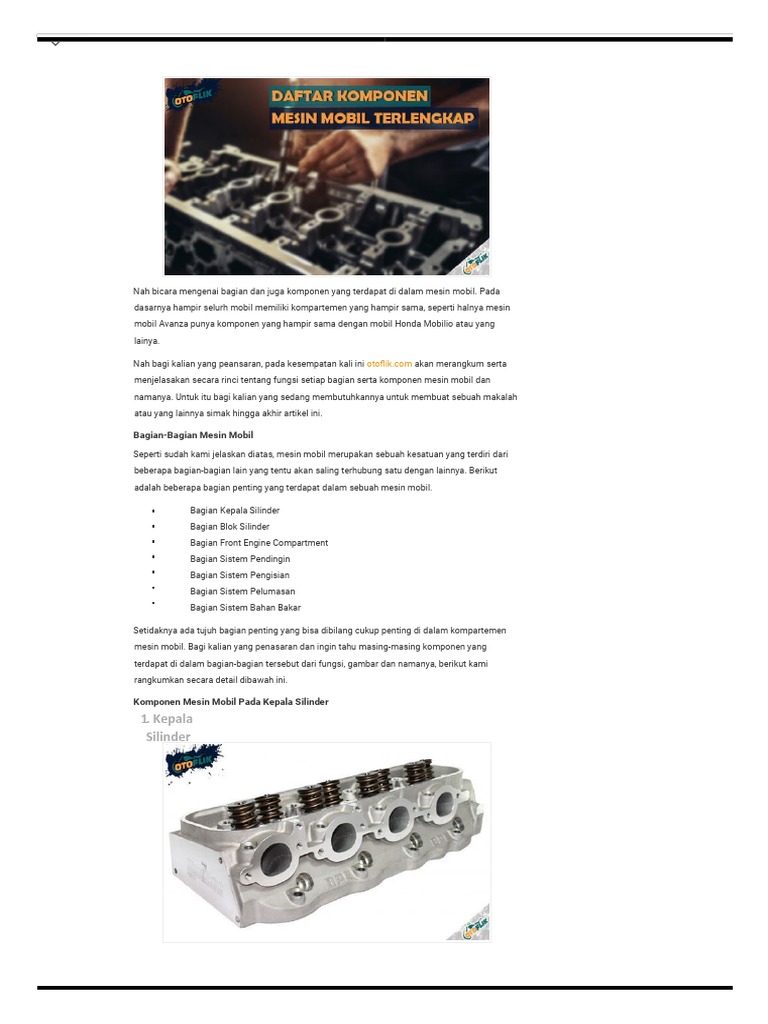 Komponen Mobil | PDF