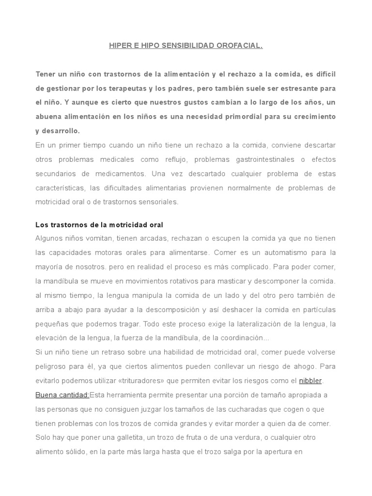 Hiper e Hipo Sensibilidad Orofacial. | PDF