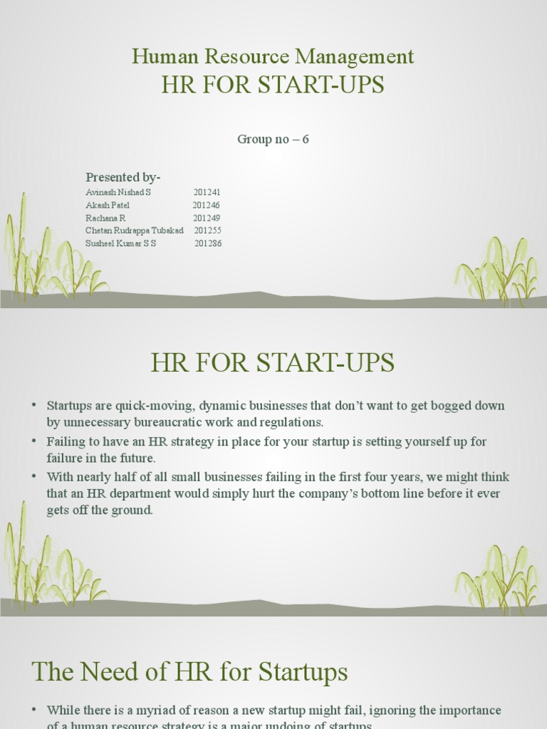 HR For Start-Ups Human Resource Management | PDF | Startup Company ...