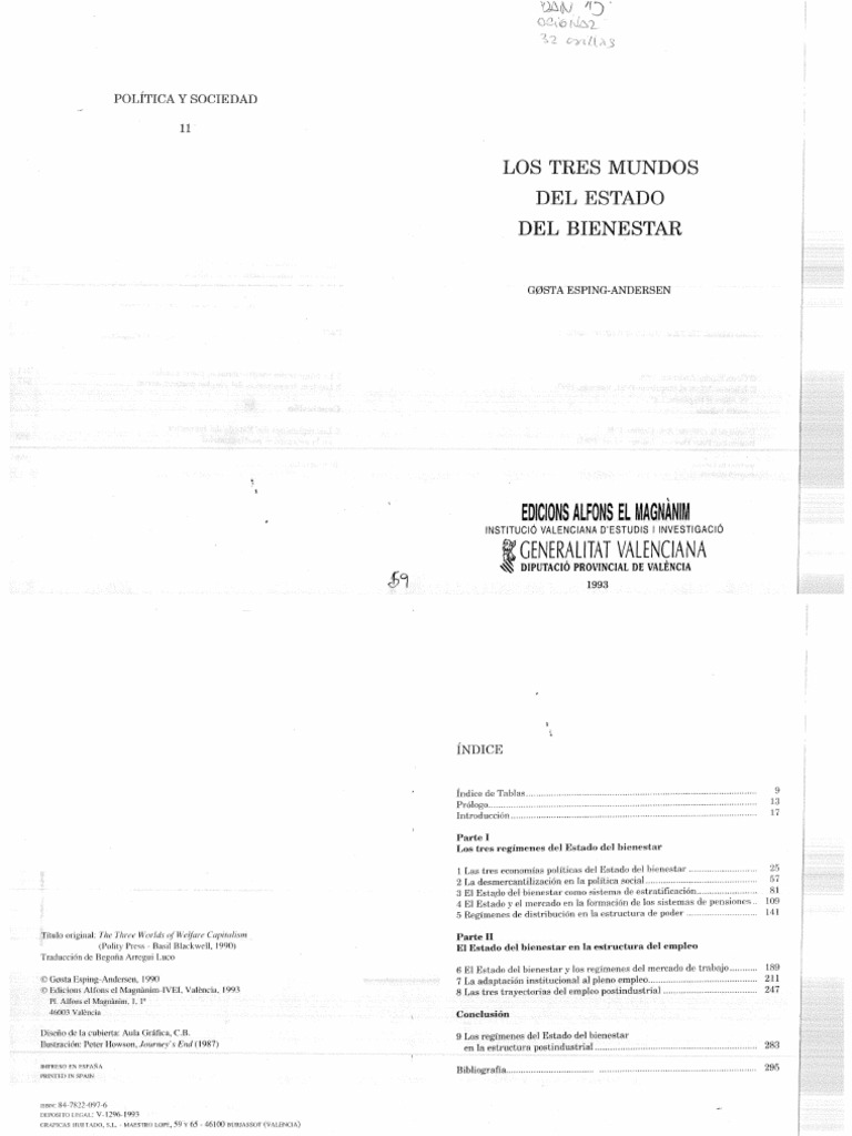 Esping Andersen Los Tres Mundos Del Estado Del Bienestar. Cap 2 y 3 | PDF