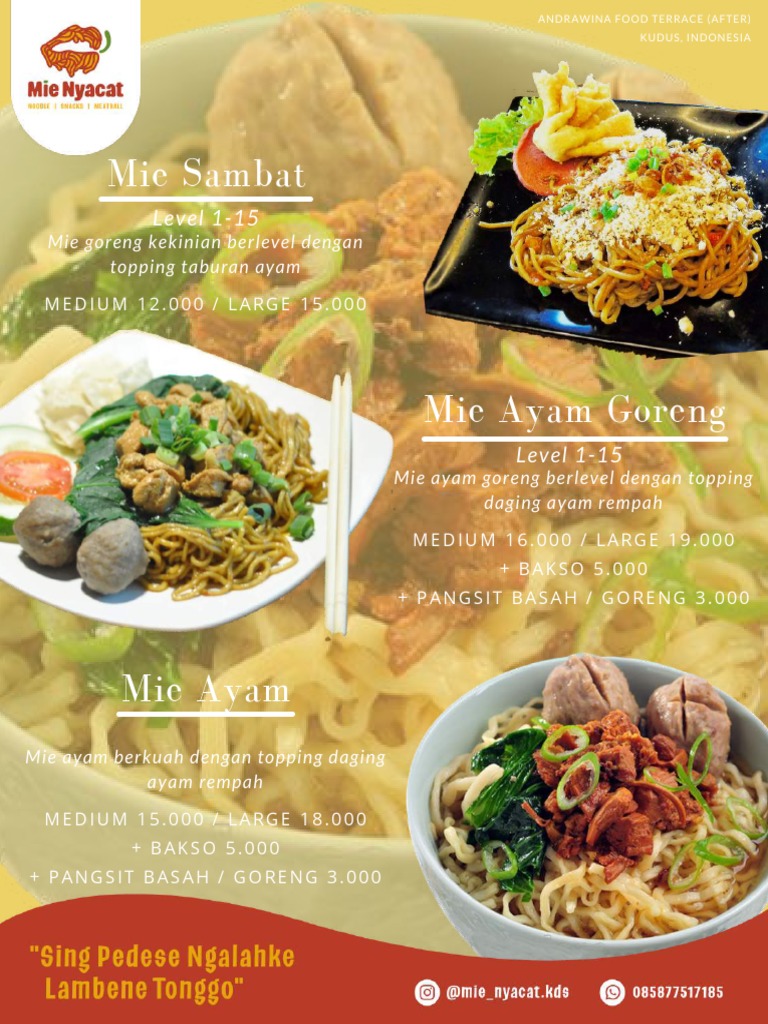 Menu Mie Nyacat Scan Barcode | PDF | Memasak, Makanan, & Anggur
