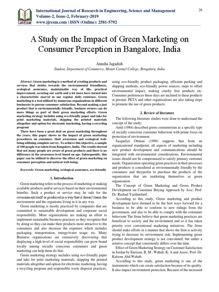 A Study On The Impact of Green Marketing On Consumer Perception in ...