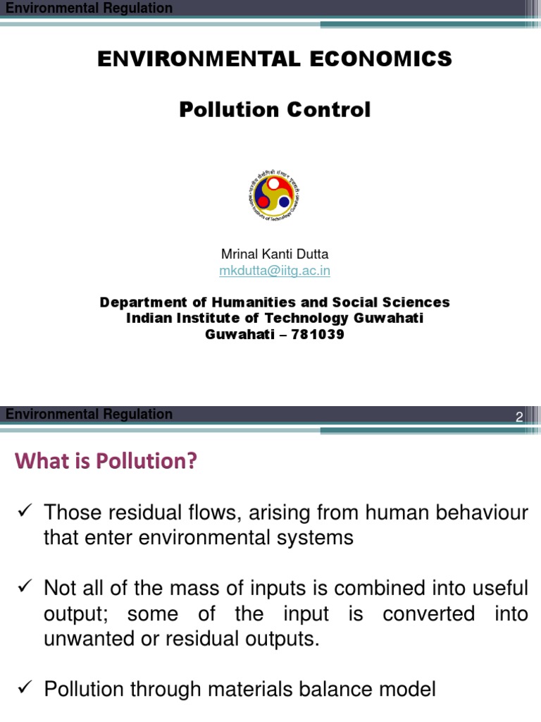 Environmental Economics Pollution Control: Mrinal Kanti Dutta | PDF ...