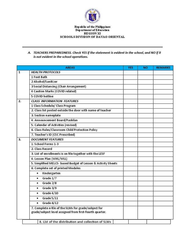 CID Monitoring Tool For Classroom Teacher | PDF | Teachers | Classroom