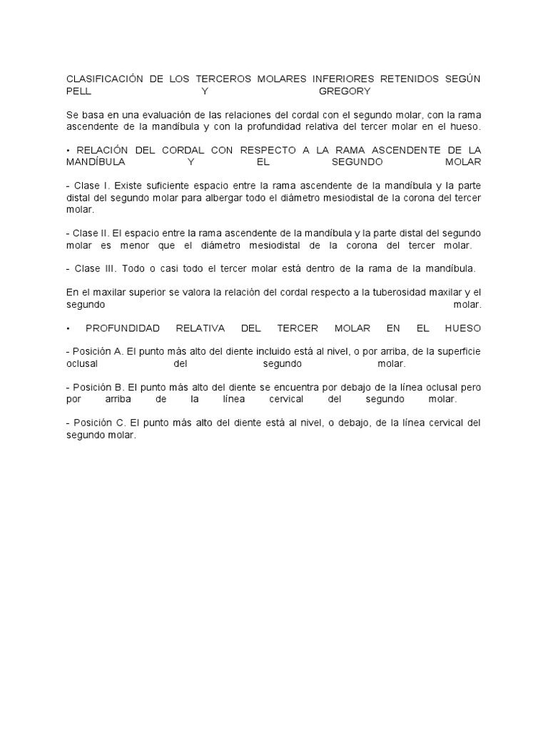 Clasificación Pell y Gregory de Molares | PDF