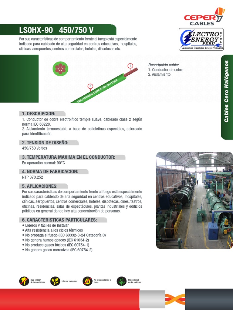 Cables LSOH-90 CEPER | PDF | Aislador (Electricidad) | Cobre