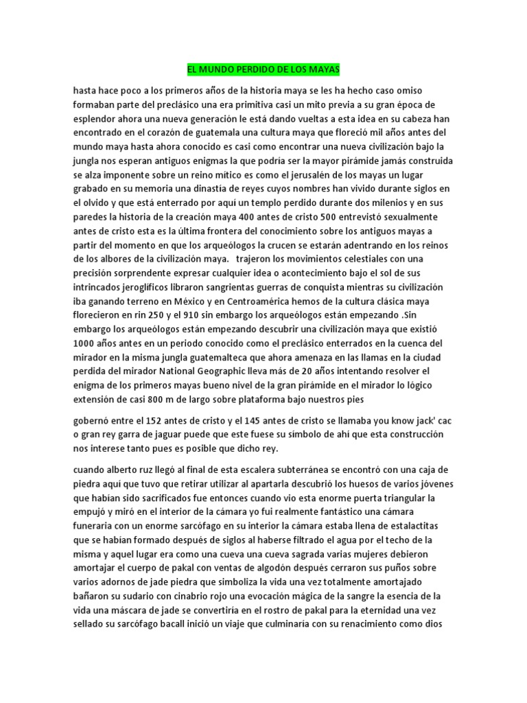 Descubrimientos en el Mundo Perdido Maya | PDF | Civilización maya