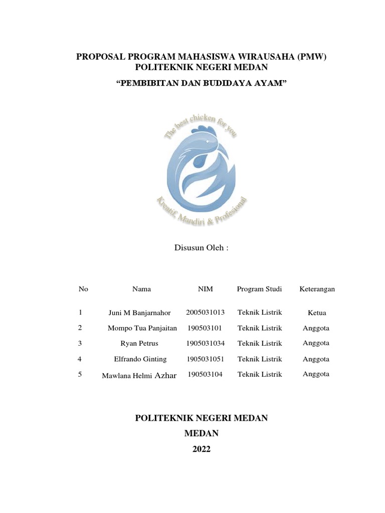 Proposal Program Mahasiswa Wirausaha (PMW) Politeknik Negeri Medan ...